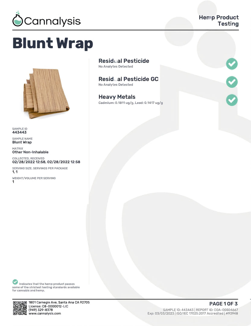 Test results – CAMO Natural Wraps